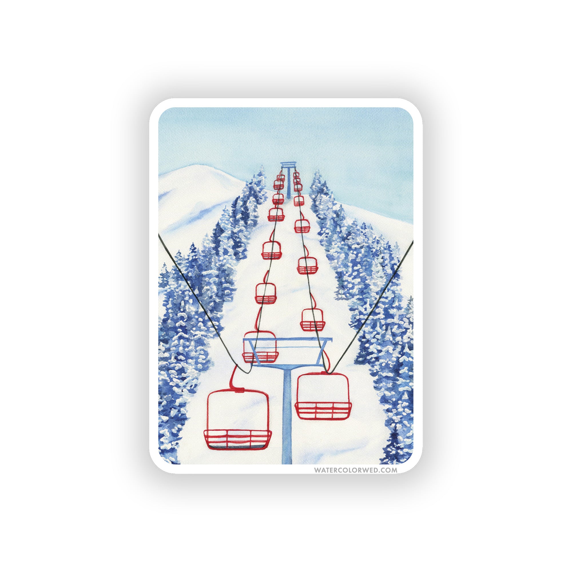 Red Chair Vintage Chairlift Sticker by Watercolor Wednesday