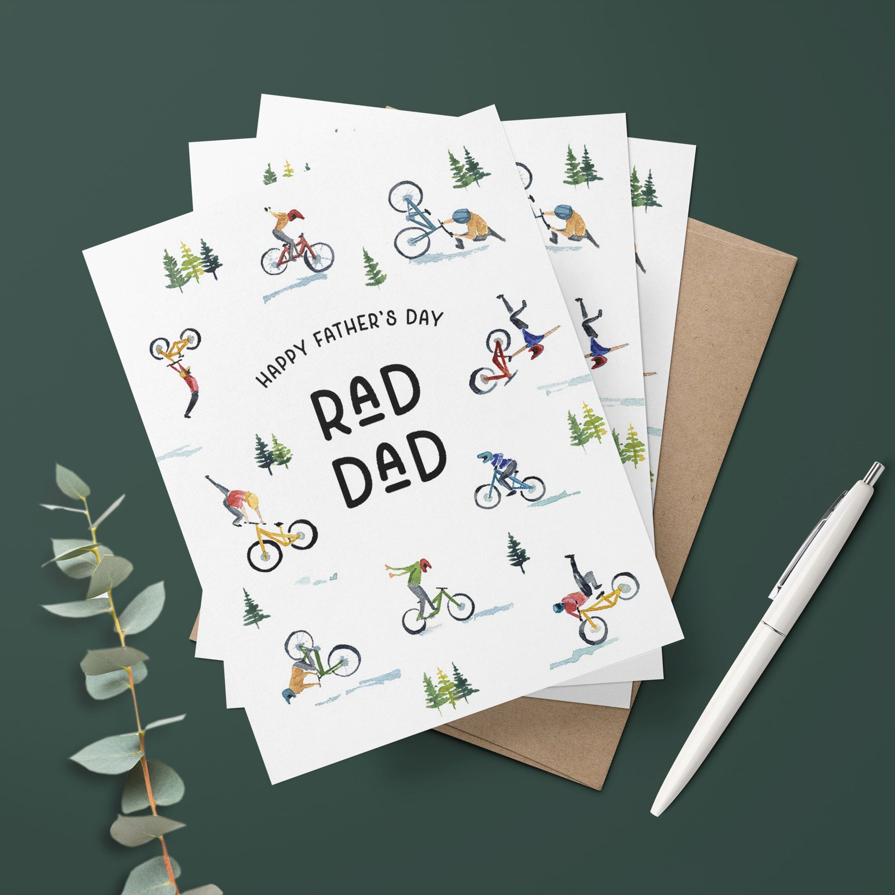Rad Dad | Mountain Biker Father's Day Greeting Card – Watercolor Wednesday